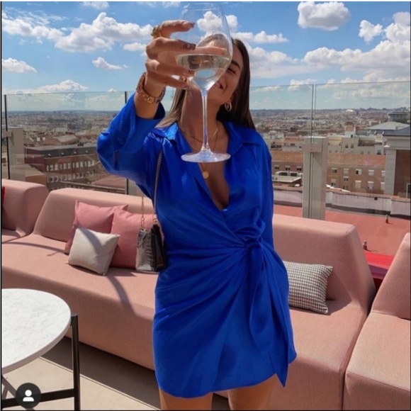 Zara | Dresses | Zara Satin Effect Wrap Mini Dress | Poshmark